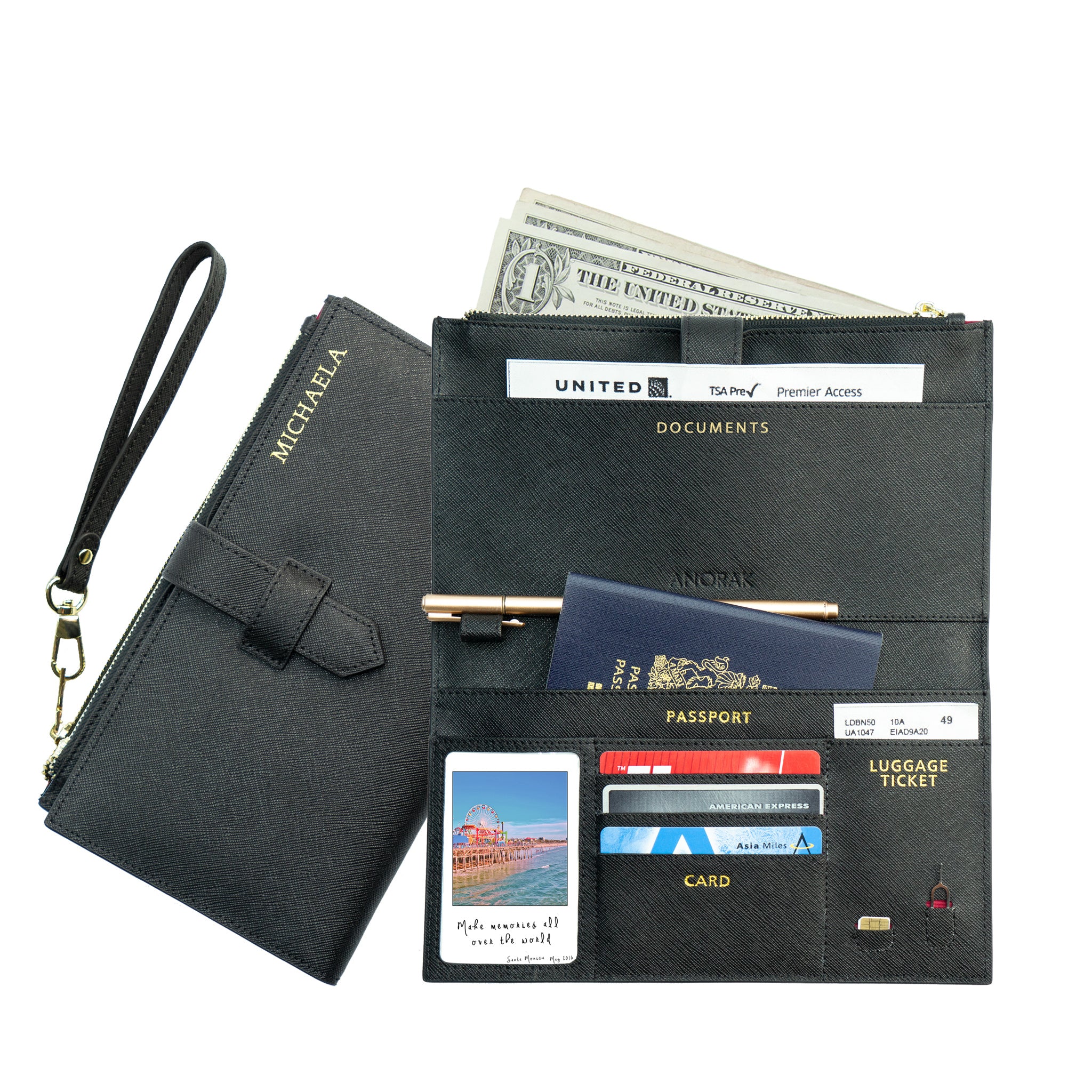 Saffiano Leather Travel Wallet with RFID | ANORAK